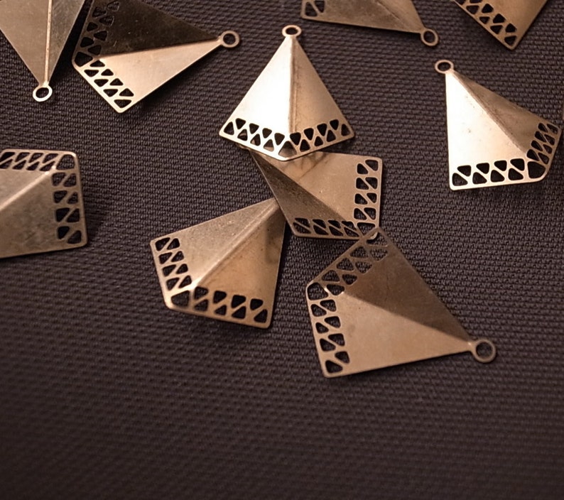 15 Pcs Bent Triangle Charm With Little Triangle Holes 22 X 17mm - Etsy