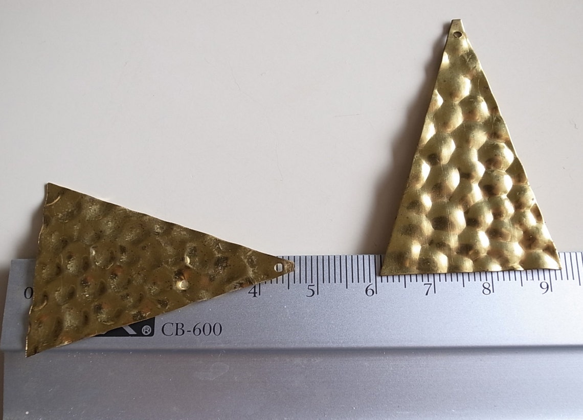 10 raw brass charm long triangle with bumps texture 46 x 32mm | Etsy