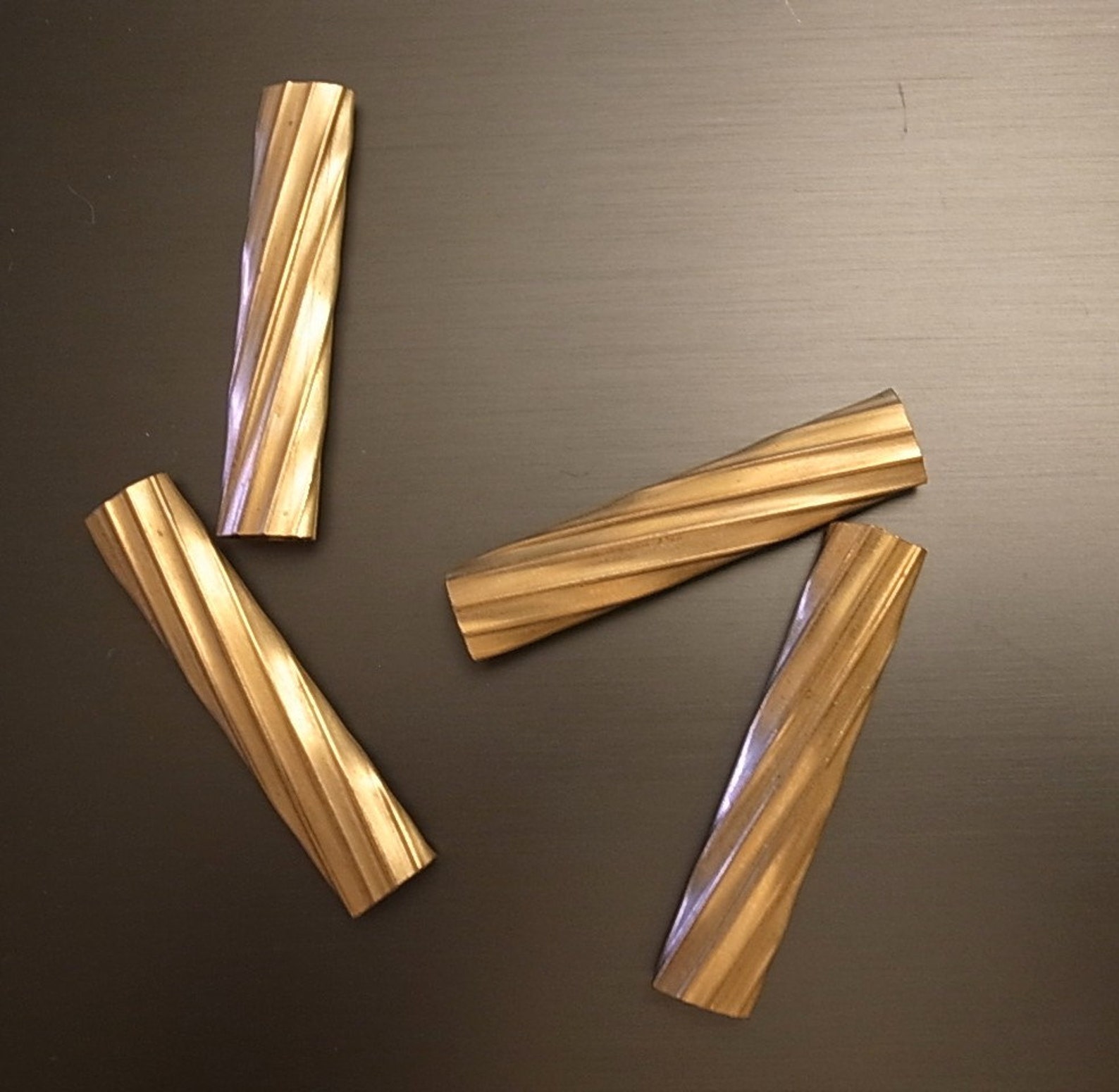 5 Pieces of Newly Made Cut Raw Brass Straight Tube With Swirl Texture ...