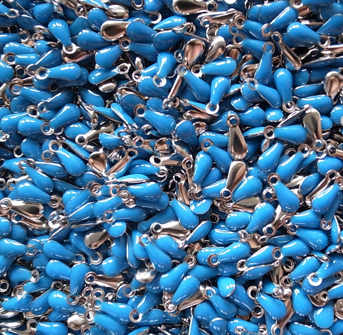 50 Solid Bright Blue Color Poly Resin Epoxy on Plated Brass | Etsy