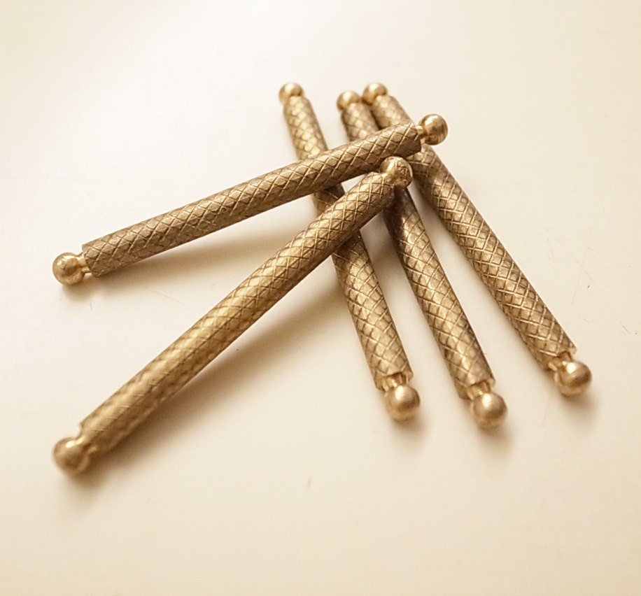 3 Pcs Vintage Solid Brass Bar With Checker Pattern With Ball End 4 X ...