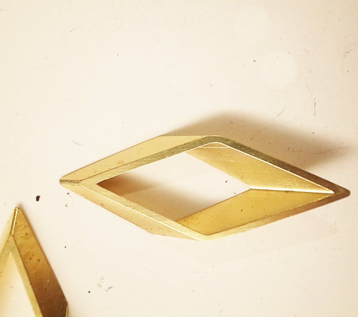 10 Pcs of Very Thick Raw Brass Tube Charm in Rhombus Geometric Shape ...