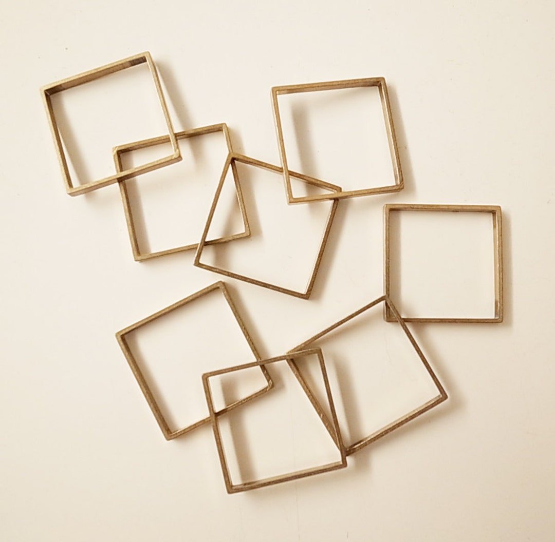 10 Pieces of Newly Made Cut Raw Brass Tube Outline Charm in Square Box ...