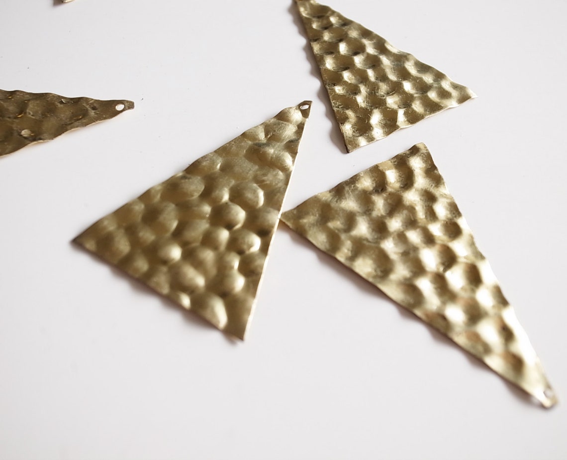 10 raw brass charm long triangle with bumps texture 46 x 32mm | Etsy