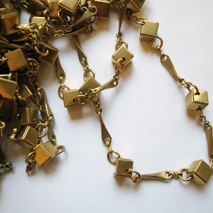 2 Feet Vintage Raw Brass Chain Rare Style With Box Cube Link - Etsy