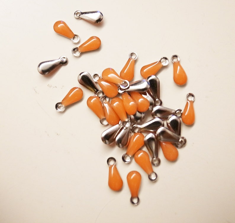 50 solid orange resin drop on plated brass tiny epoxy beads | Etsy