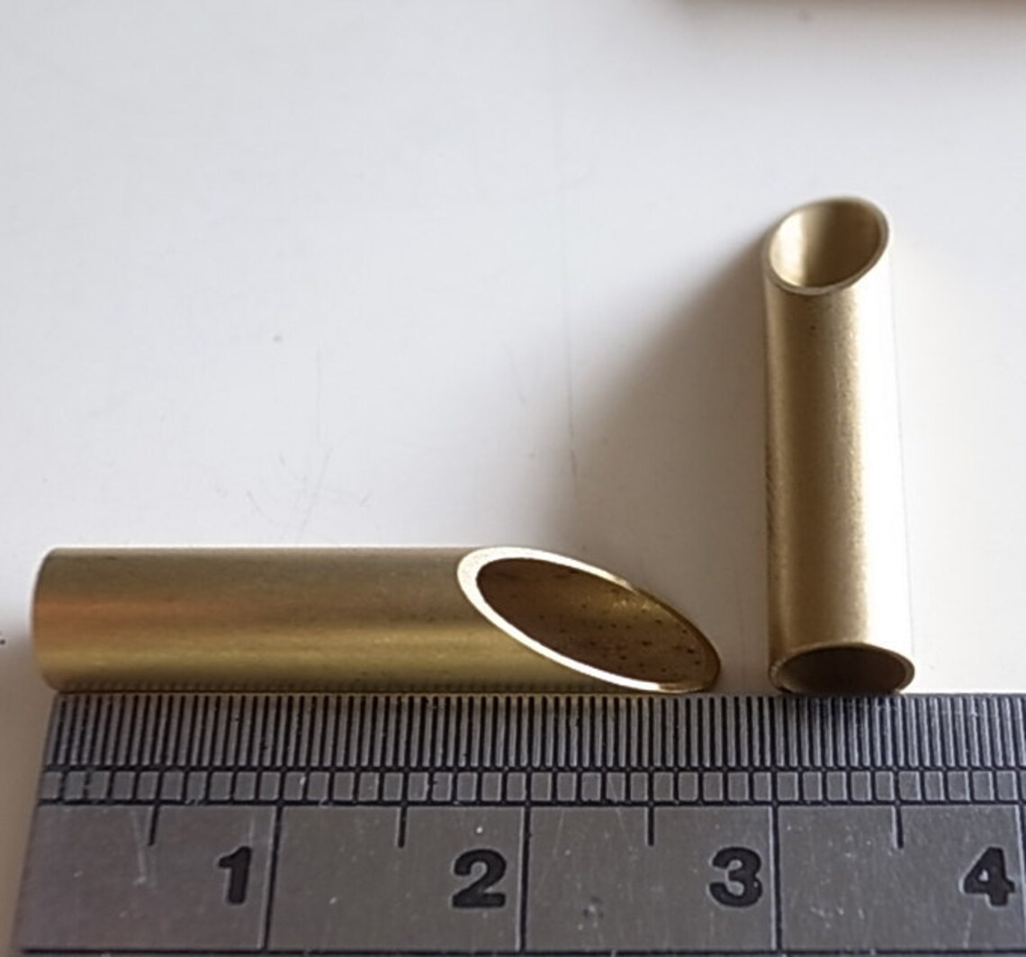 10 Pieces of Vintage Brass Tube Cylinder Shape With Diagonal Cut Rod 28 ...