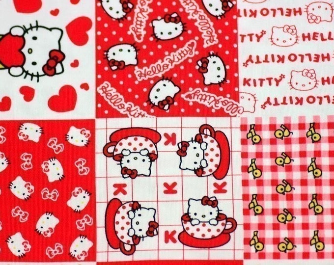 Kawaii Sanrio Character Patchwork Style Hello Kitty Japanese Fabric ...