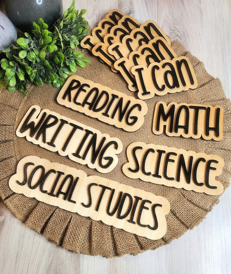 Custom Wood School Subject Magnets: Classroom Whiteboard Organization ...