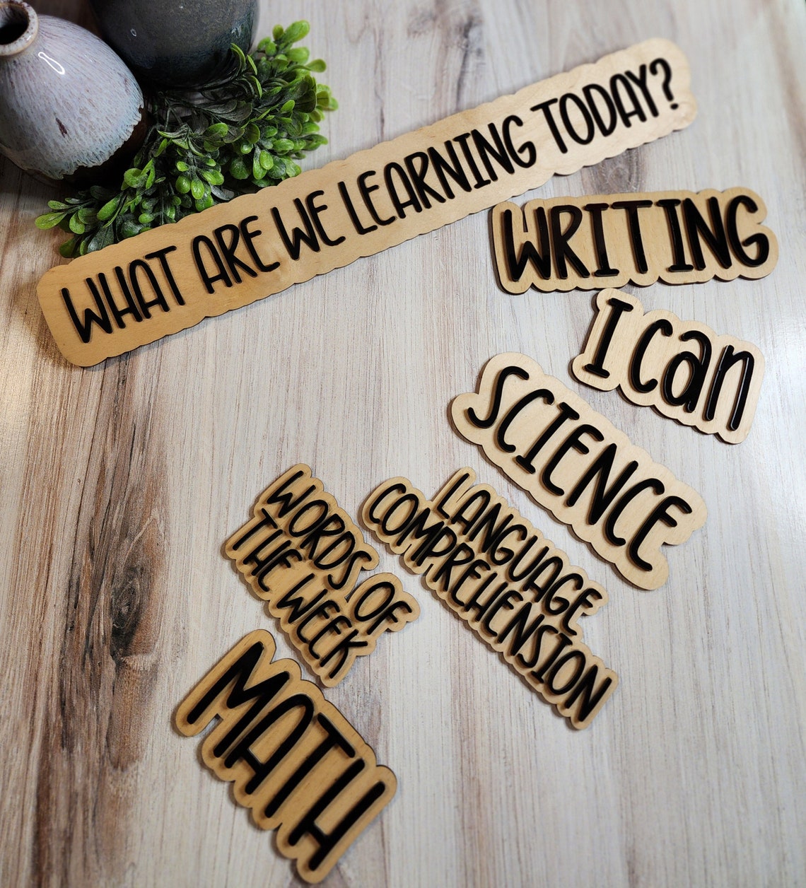 Custom Wood School Subject Magnets: Classroom Whiteboard Organization ...