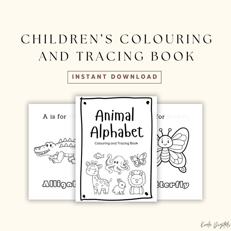 Printable Animal Alphabet Colouring and Tracing Book Children Preschool ...