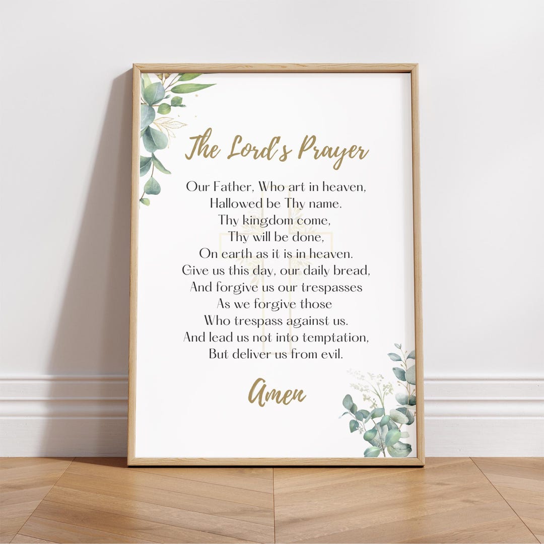 Our Father Prayer Printable Wall Art the Lord's Prayer Catholic ...