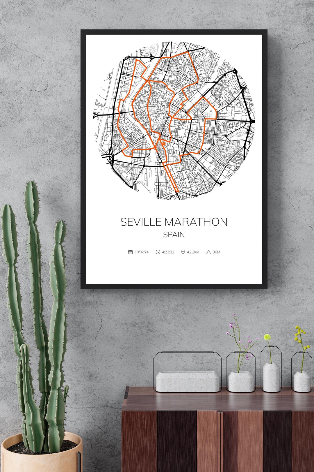 Any Route Minimalist Map Design Circular Black & White - Etsy