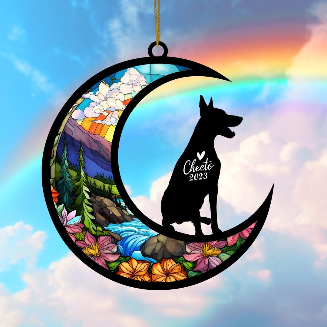 Personalized Doberman Dog Memorial Suncatcher Custom Name and Date, Pet ...