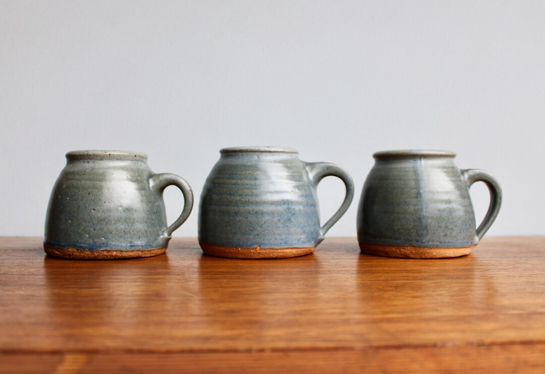 3 Vellum Grey Glazed Beehive Mugs - Signed & Crafted by Peter ...