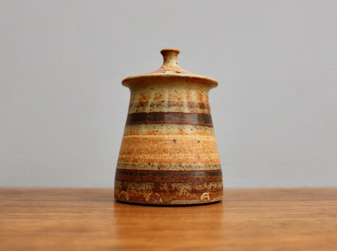 1970s Zappa Stoneware Pottery Upright Matte Mustardy Ochre Striped ...