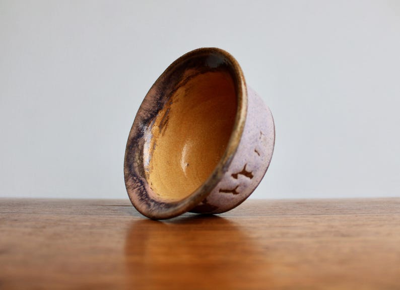 JK Pottery Stoneware Bowl, Crawling Matte Purple Exterior W/ Marbled ...