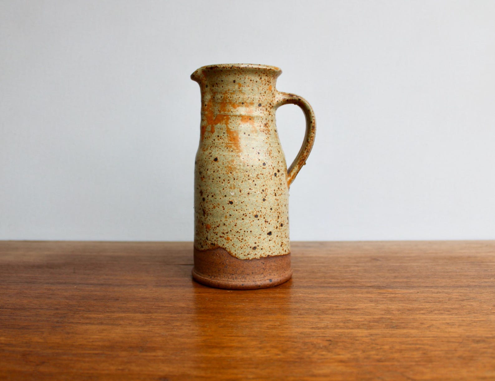 JMS Handcrafted Tall 550ml Studio Pottery Pitcher in Speckled Iron Rich ...