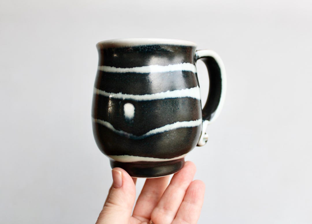JK Pottery - Handcrafted Studio Pottery Black & Bright Light Pale Green ...