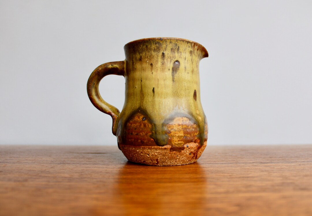 Joyce Mccullough Studio Pottery 300ml Milk Jug, Rust & Ochre W/ Olive ...