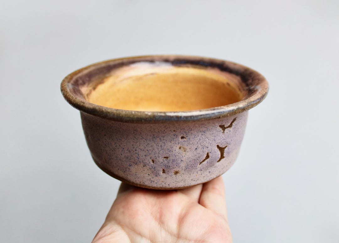 JK Pottery Stoneware Bowl, Crawling Matte Purple Exterior W/ Marbled ...