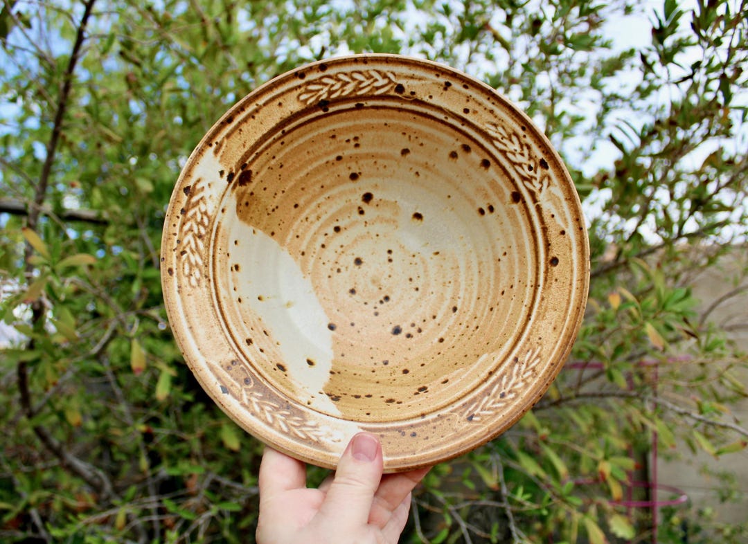 Kosmicki Stoneware Pottery 9" Large Deep Rimmed Bowl Shino Glazed ...
