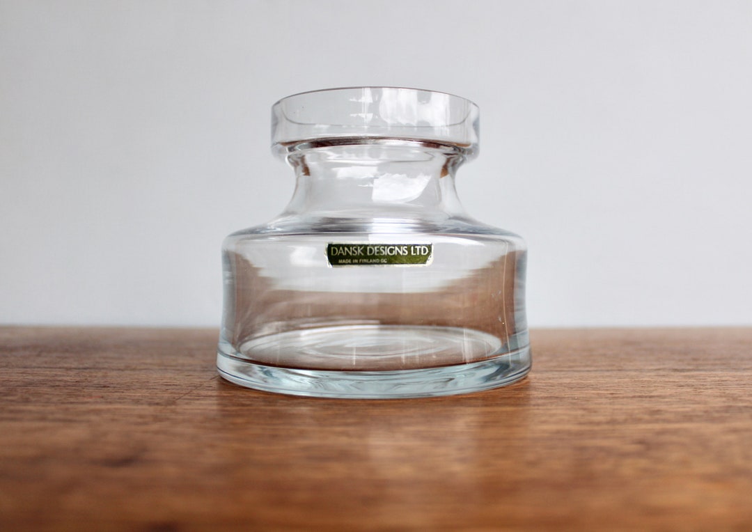 Large Crystal Dansk Vessel Crafted in Finland - Glass Hurricane Base ...
