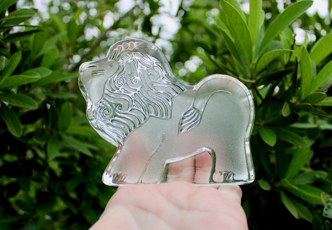 Naiad Einsel Designed - 1970s Dansk Glasburk Crystal Zoo Lion Figurine ...