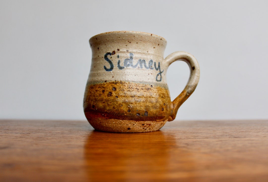 Joyce Mccullough Studio Pottery 10oz Sidney Mug, Grey & Ochre Shino ...