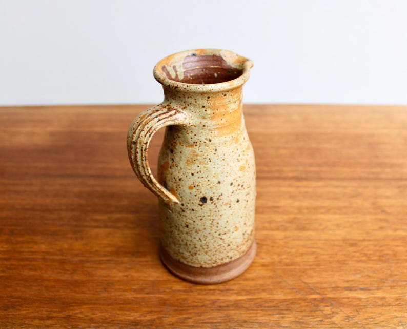 JMS Handcrafted Tall 550ml Studio Pottery Pitcher in Speckled Iron Rich ...