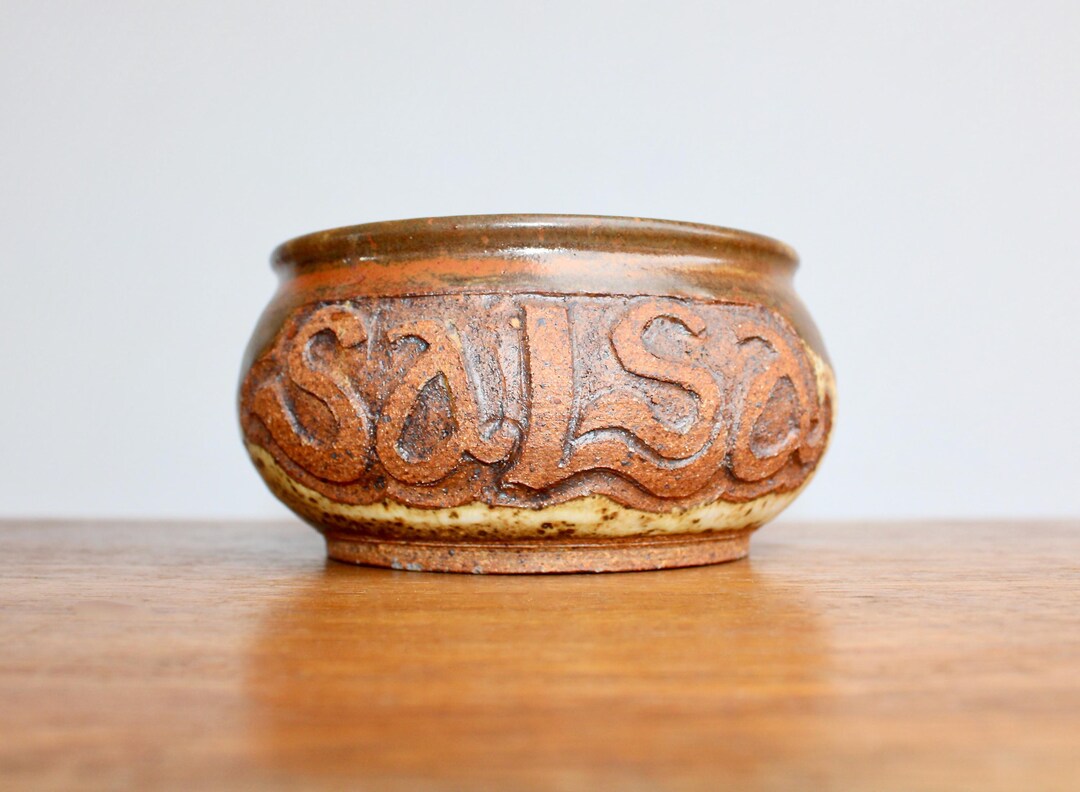 Judy Mohr Stoneware Salsa Bowl, Rusty Iron Rich Red Brown Dipped Over ...