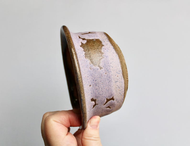 JK Pottery Stoneware Bowl, Crawling Matte Purple Exterior W/ Marbled ...