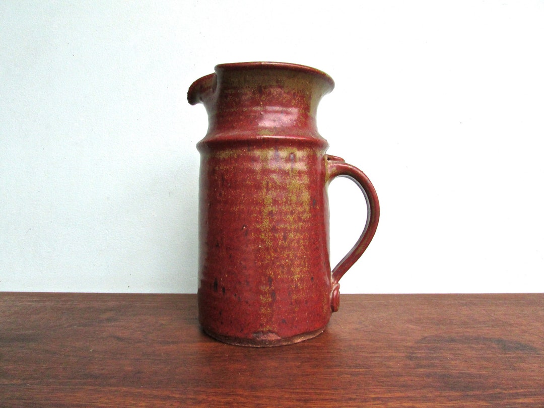 Tall Fred Evangel Studio Pottery Large Pitcher in Shaner Red - Etsy