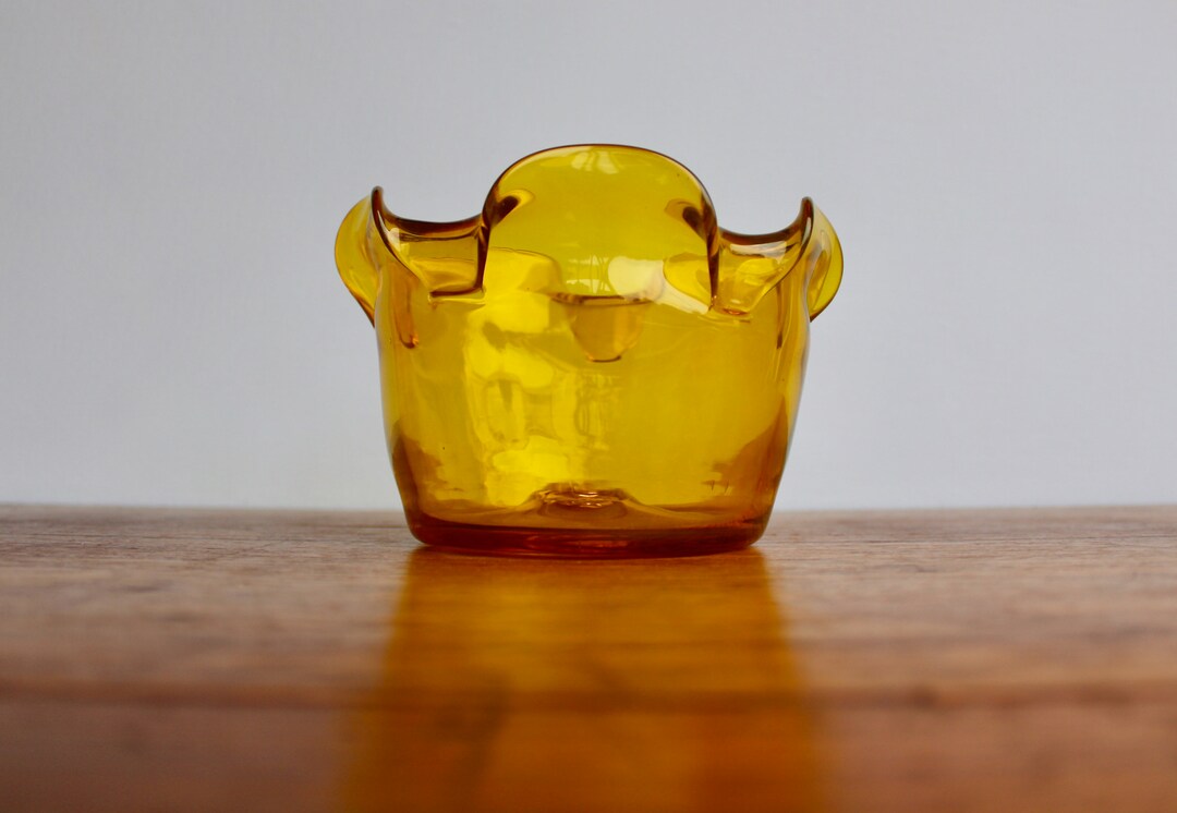 Wayne Husted Jonquil Yellow Folded-rim Bowl, Blenko Art Glass, Mid ...