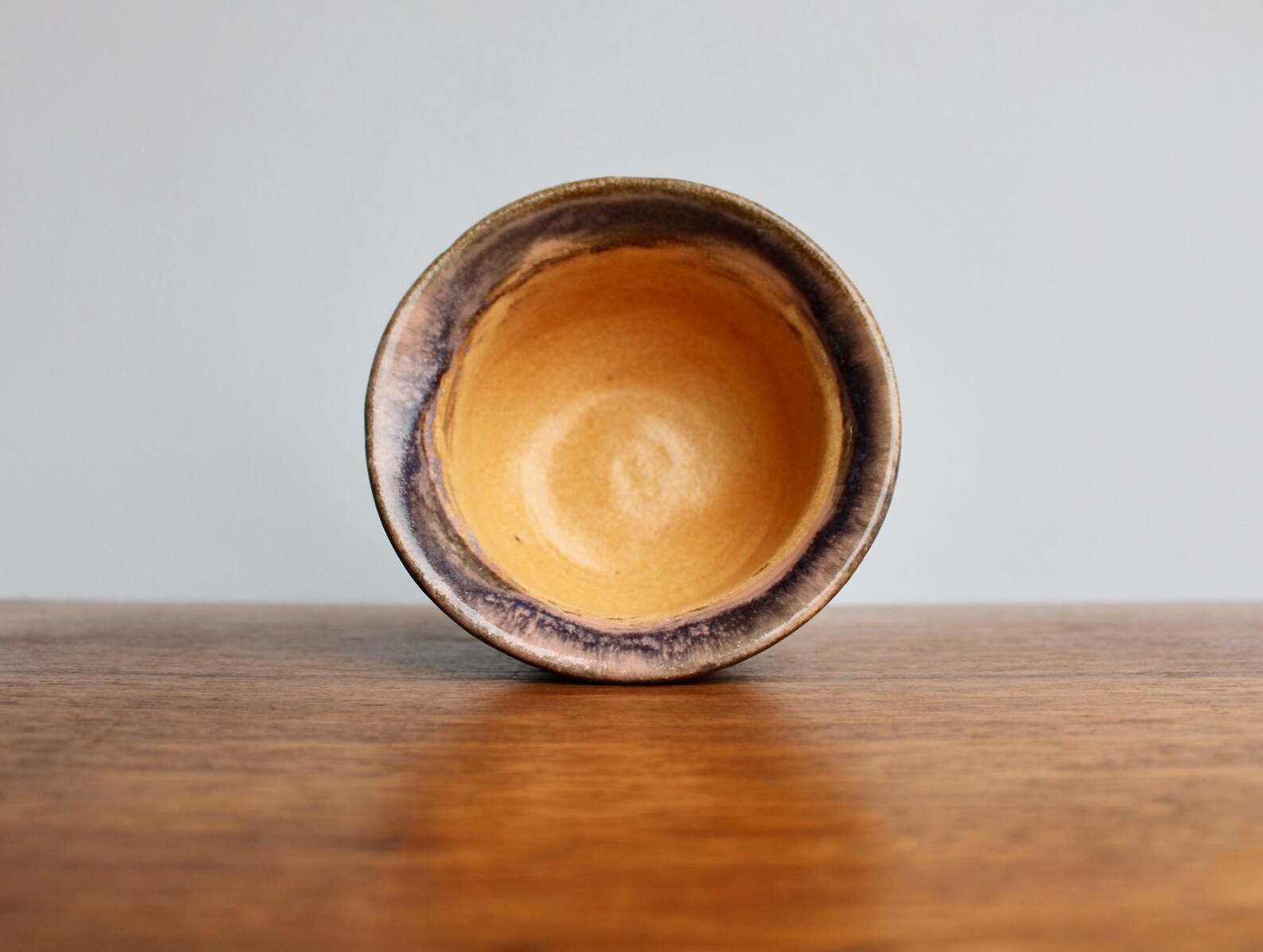 JK Pottery Stoneware Bowl, Crawling Matte Purple Exterior W/ Marbled ...