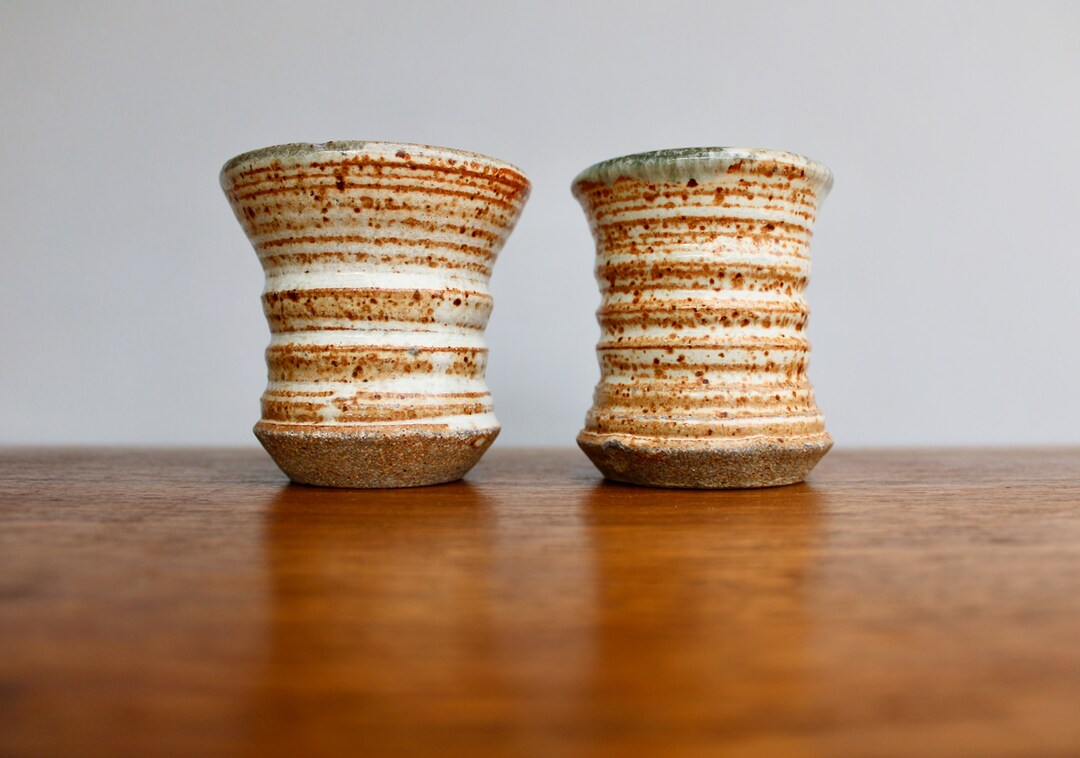 Star Stoneware Studio Pottery Meoto Yunomi Set - Glossy Grey Green ...