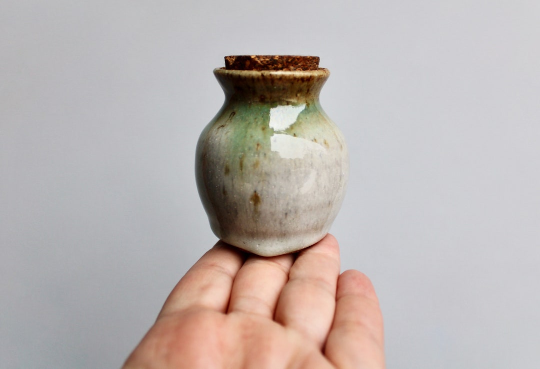 Vintage R & D Pottery Hand-built Glassy Celadon Green Grey Bottle ...