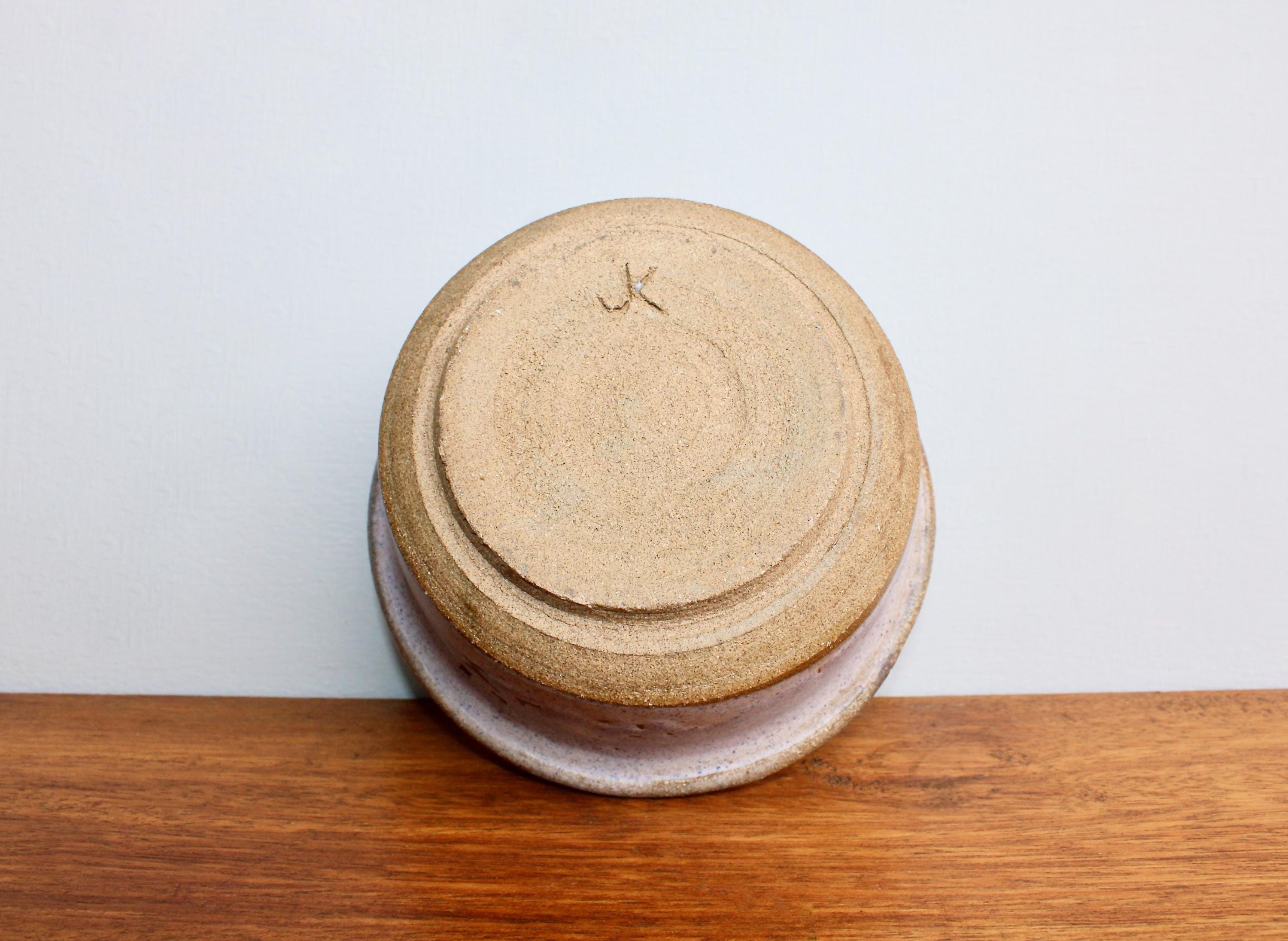 JK Pottery Stoneware Bowl, Crawling Matte Purple Exterior W/ Marbled ...
