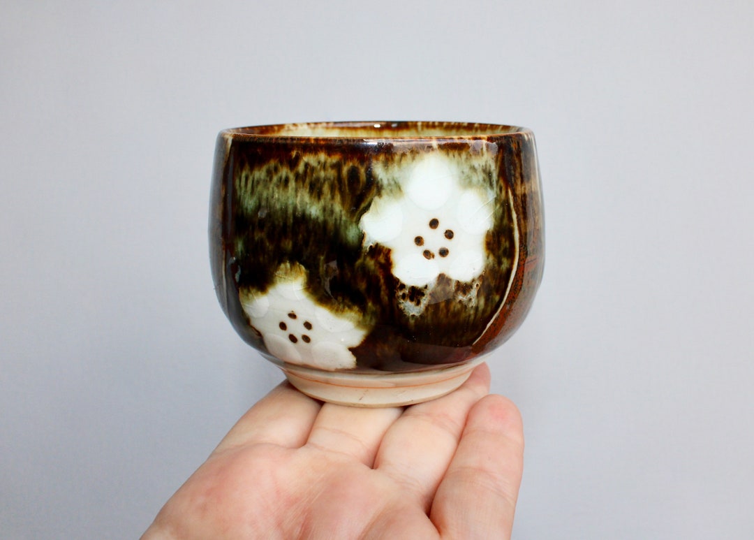 Vintage Japanese Porcelain Chawan Teacup, Modern Design Japan, Crackle ...