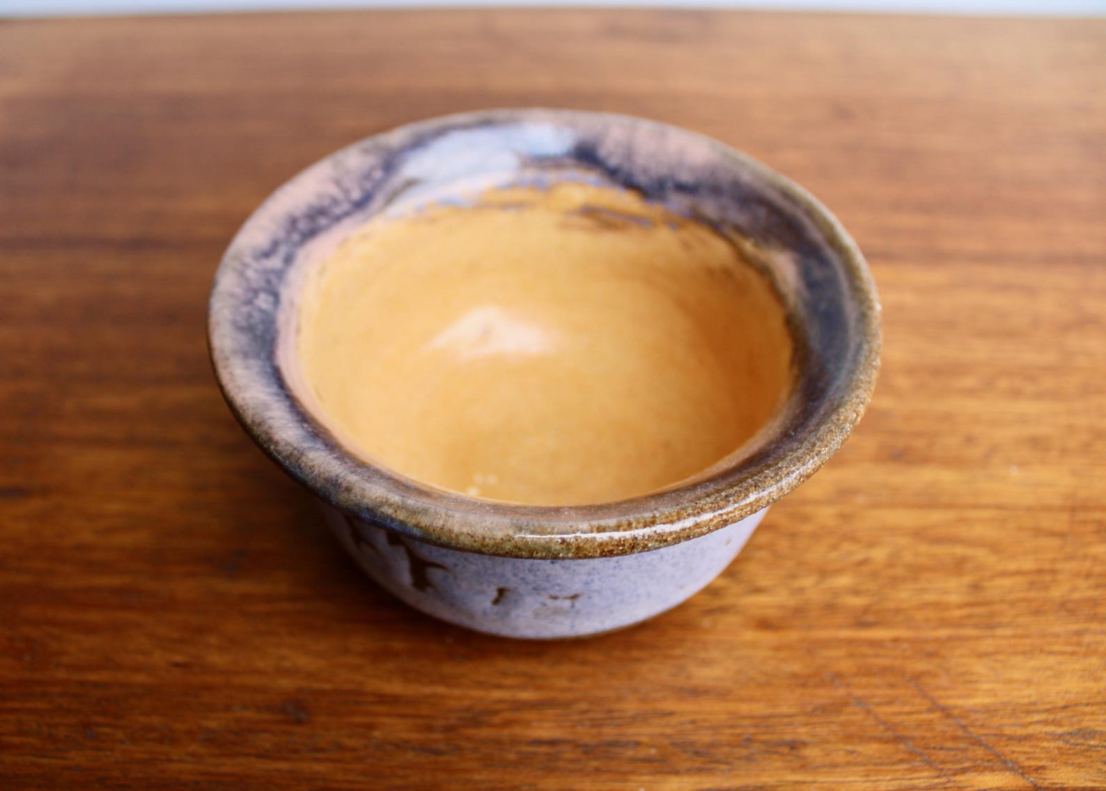 JK Pottery Stoneware Bowl, Crawling Matte Purple Exterior W/ Marbled ...