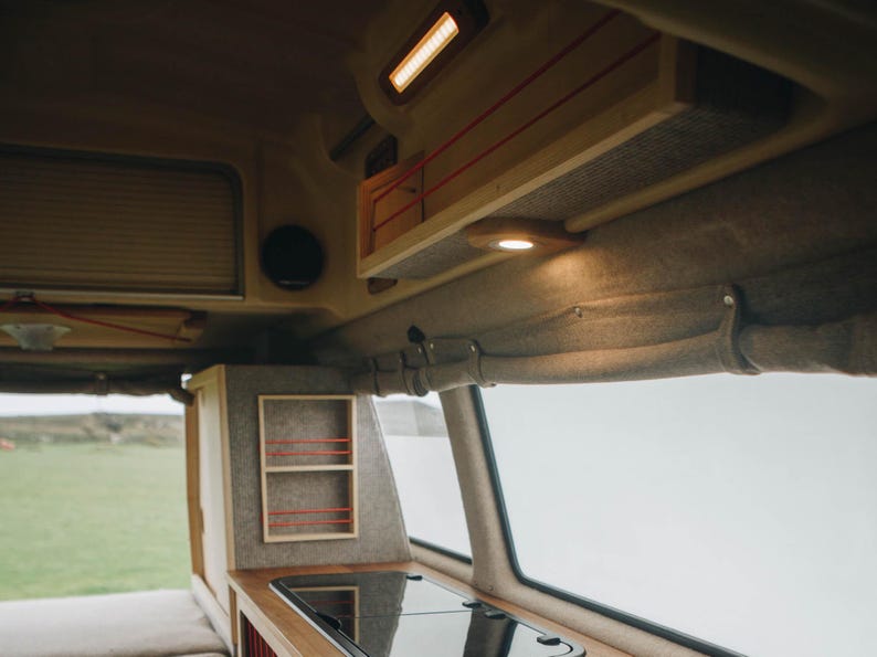 Campervan Cupboard LED Light Campervan Decor Bespoke Solid Iroko Wood ...