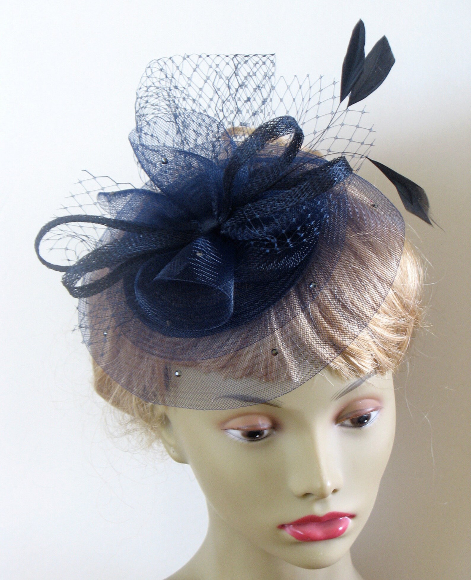 Navy Cocktail Hat Navy Mother of the Bride Cocktail Hat - Etsy