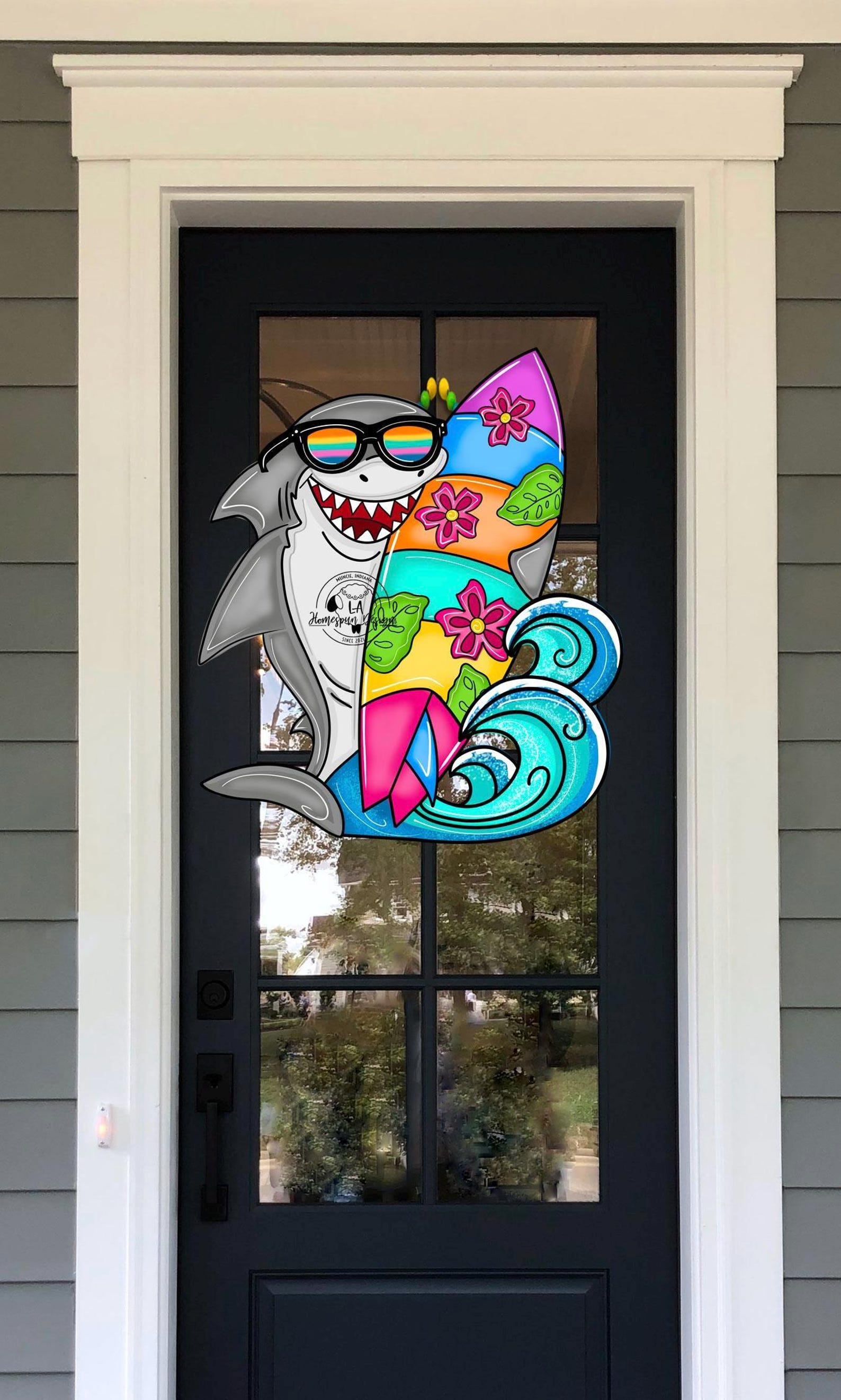 Shark Surfer Door Hanger Template: Beach Summer Porch Decor (SVG, PDF ...