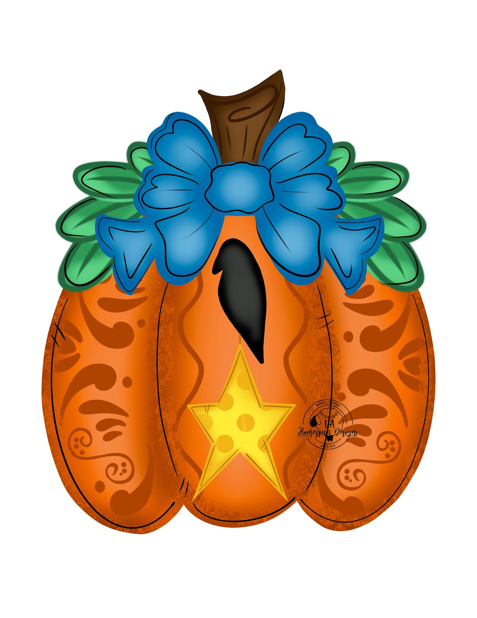 Primitive Pumpkin Fall Door Hanger Template: Crow & Star SVG (digital ...