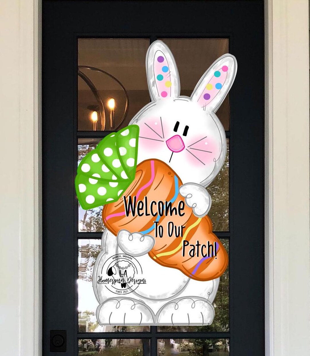 Bunny Welcome Sign SVG: Easter Door Hanger Template (digital Download ...