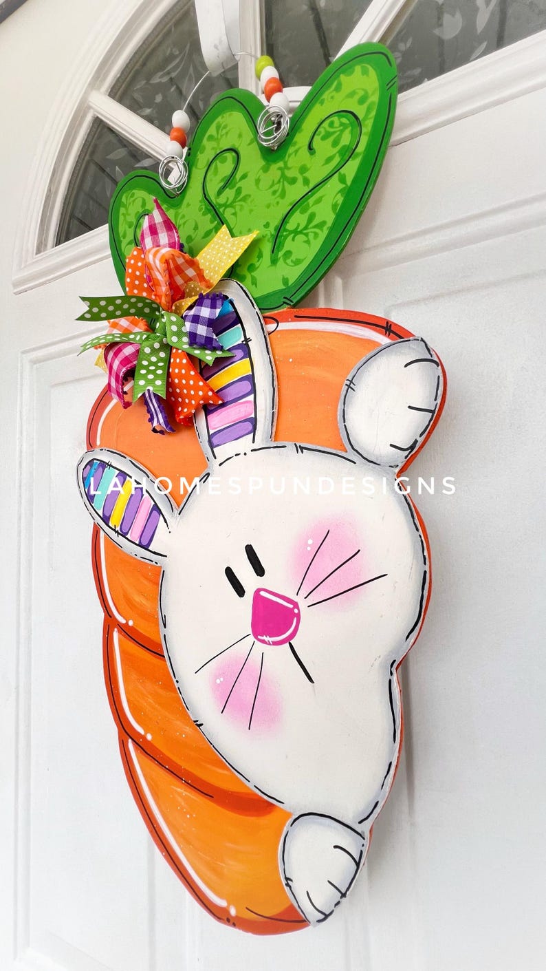 Peekaboo Bunny Carrot Door Hanger Template SVG: Easter Porch Decor ...