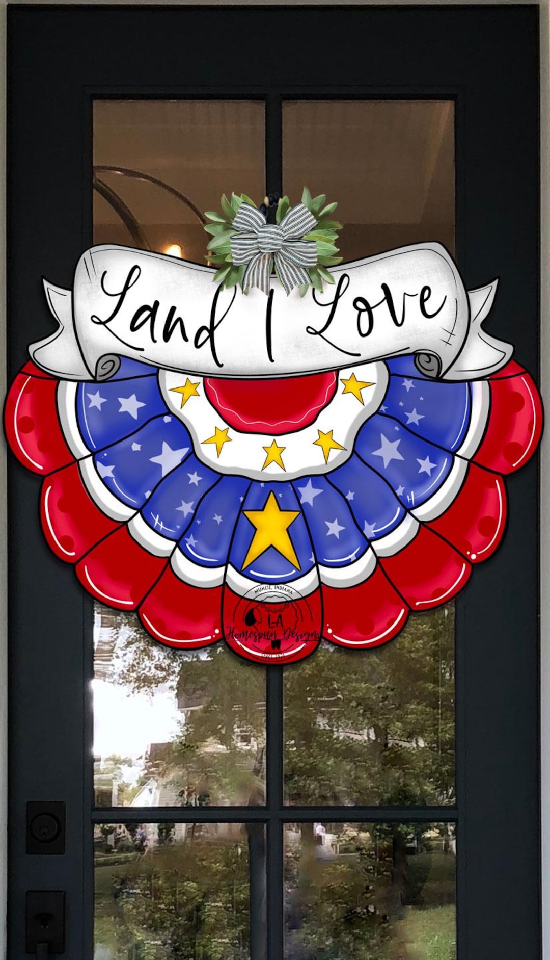 Land I Love Bunting Template: Patriotic Door Hanger SVG Wording Stencil ...