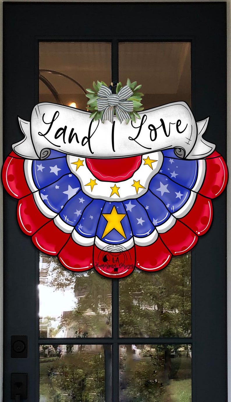 Land I Love Bunting Template: Patriotic Door Hanger SVG, Stencil ...
