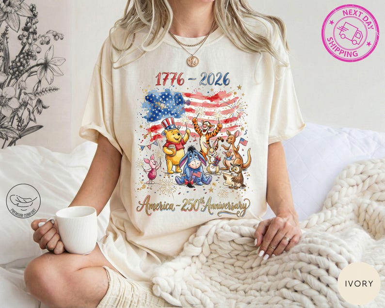 Comfort Colors® USA 250th Anniversary Pooh Shirt, Patriotic 4th of July ...