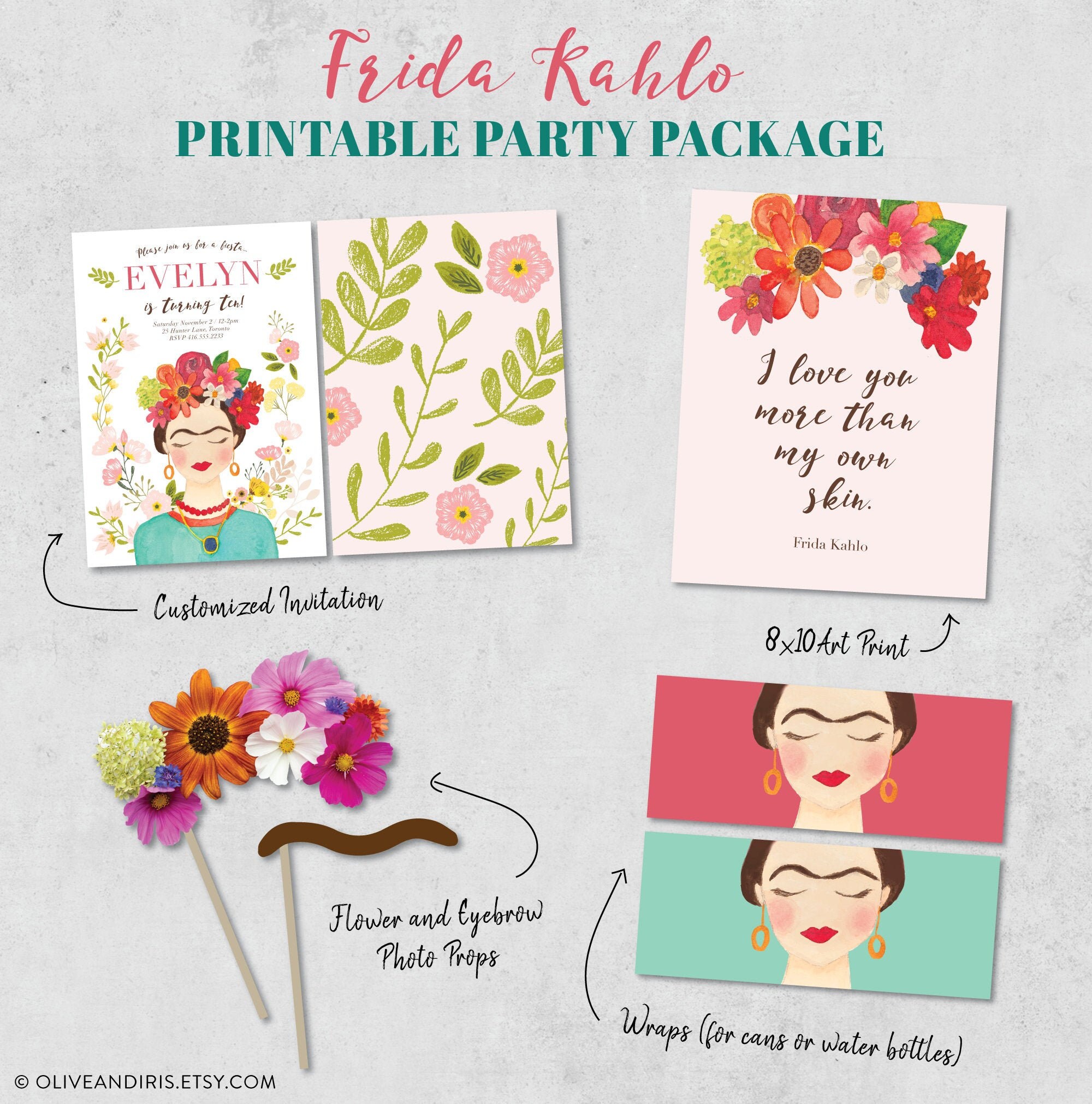 Frida Kahlo Printable Party Package / Cinco De Mayo Printable Party ...